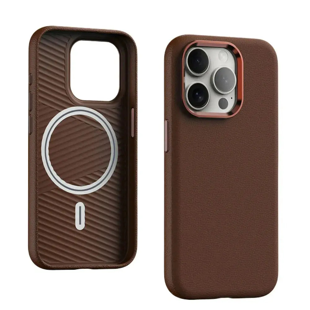 Luxury Matte Leather MagSafe Compatible Case for iPhone 16, 16 , 16