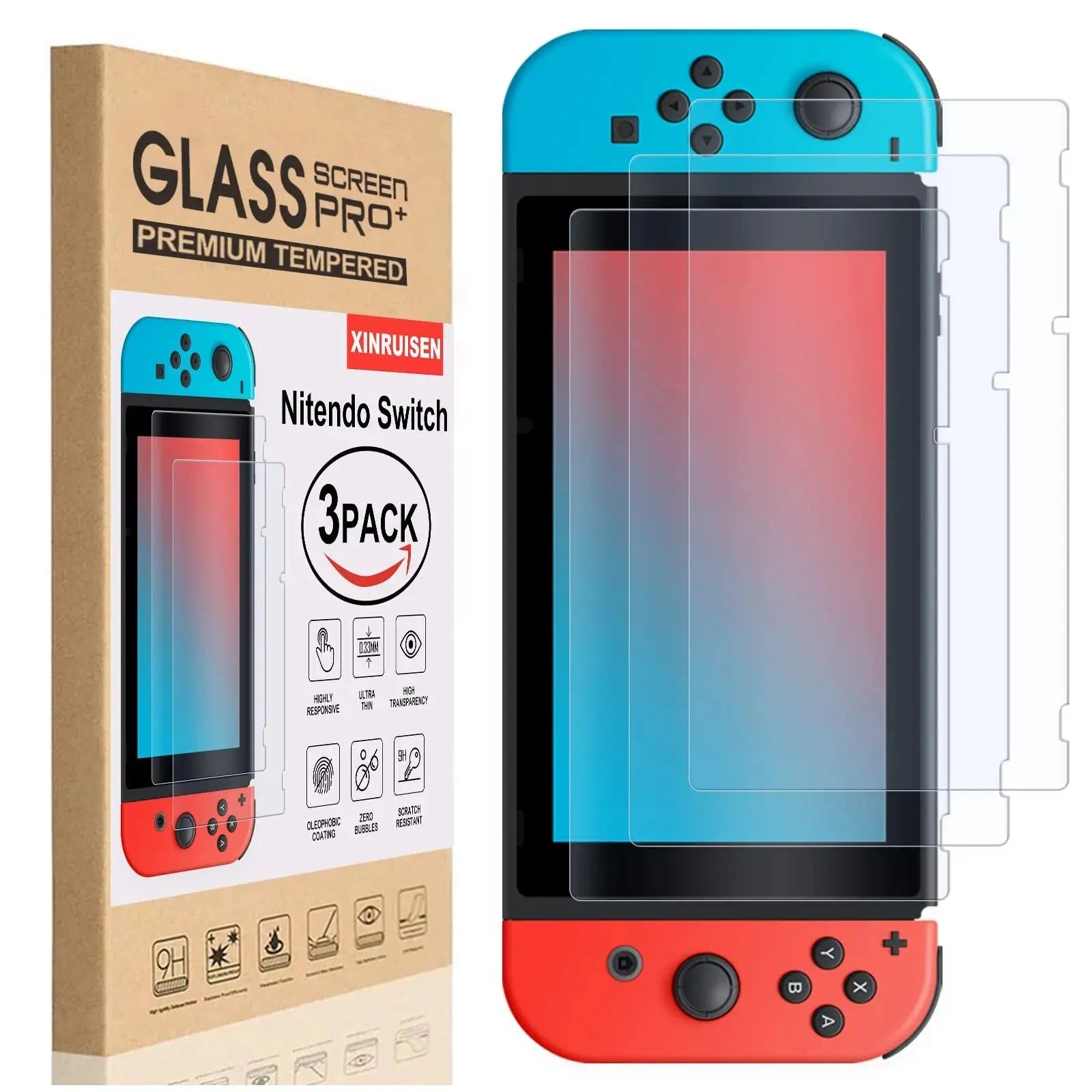 CrystalVue Nintendo Switch OLED Tempered Glass Screen Protectors - 3